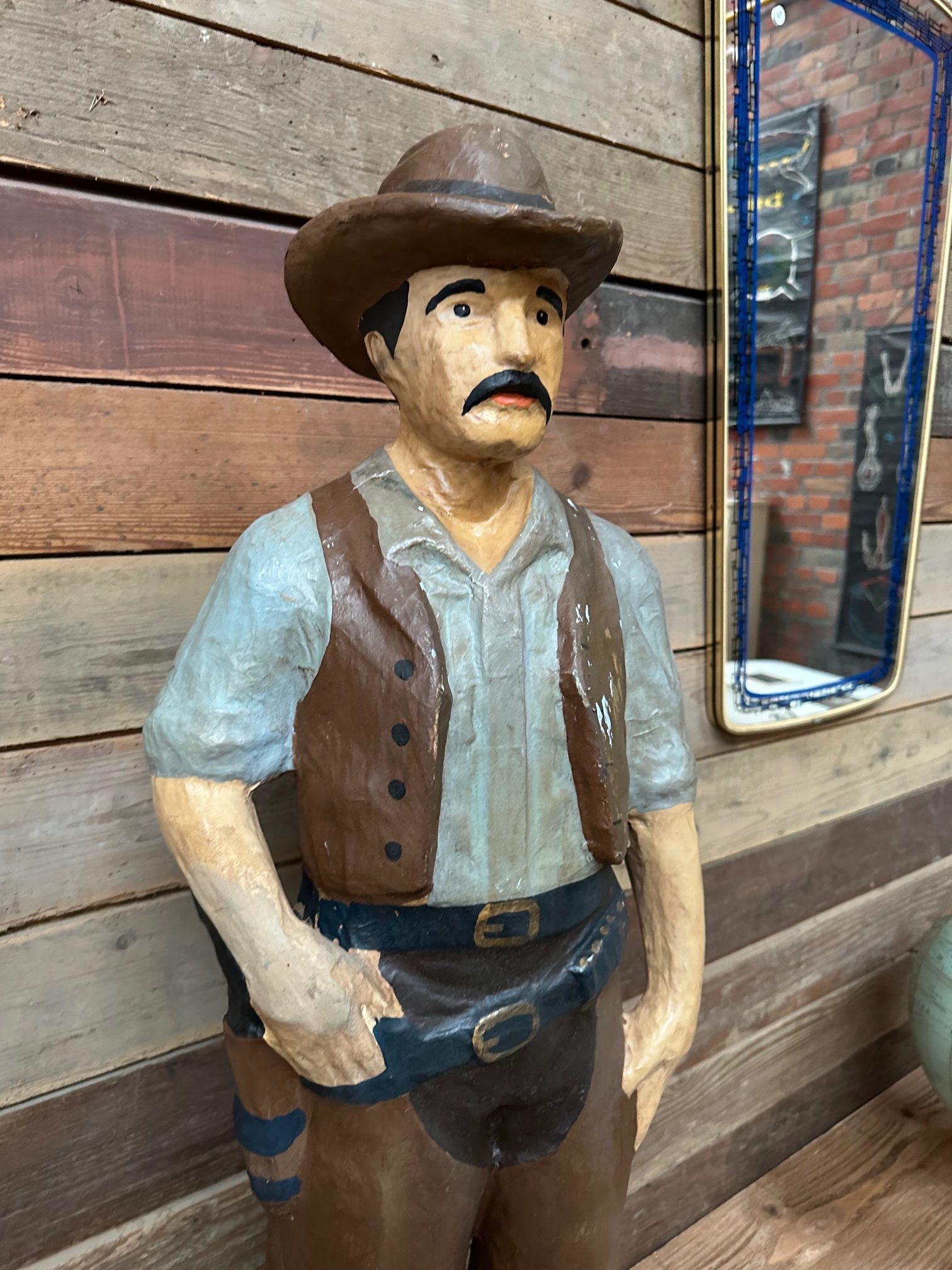 Grand cowboy en papier mâché 60's - Nord Factory
